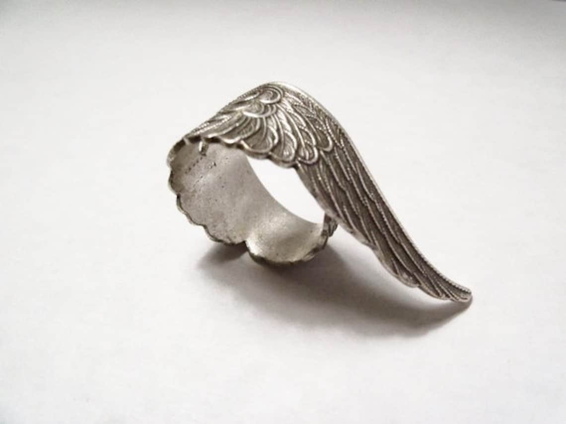 Angel Wing Ring - Silver Wing Ring - Guardian Angel Jewelry - Large ...