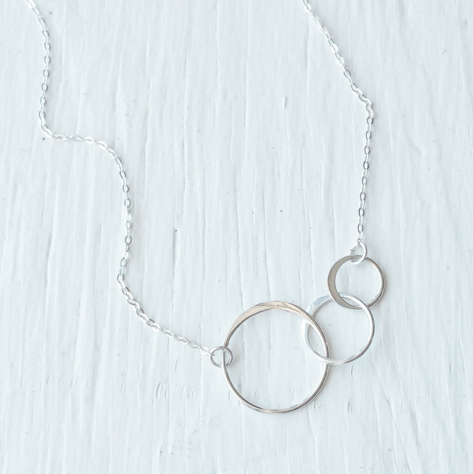 Three Links Necklace Three Circles Necklace Sterling - Etsy