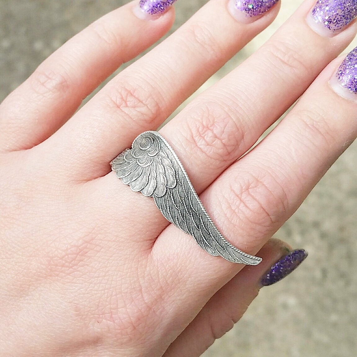 Angel Wing Ring - Silver Wing Ring - Guardian Angel Jewelry - Large ...
