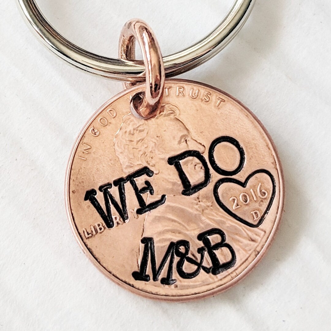 WE DO 2025 Wedding Gift, Real Penny Key Chain, Wedding Day Gift ...
