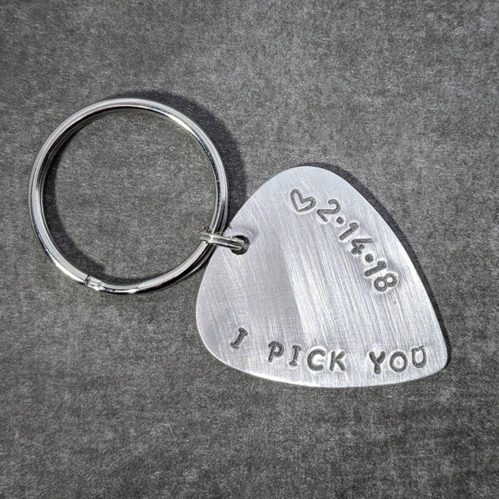 I PICK YOU Guitar Pick Keychain Gold or Silver Initials - Etsy