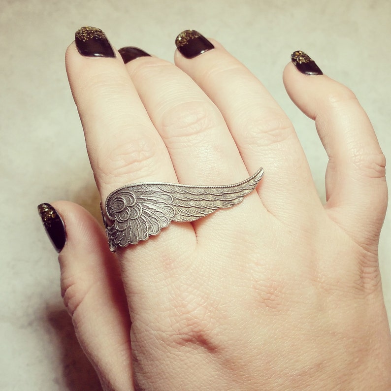 Angel Wing Ring Silver Wing Ring Guardian Angel Jewelry - Etsy
