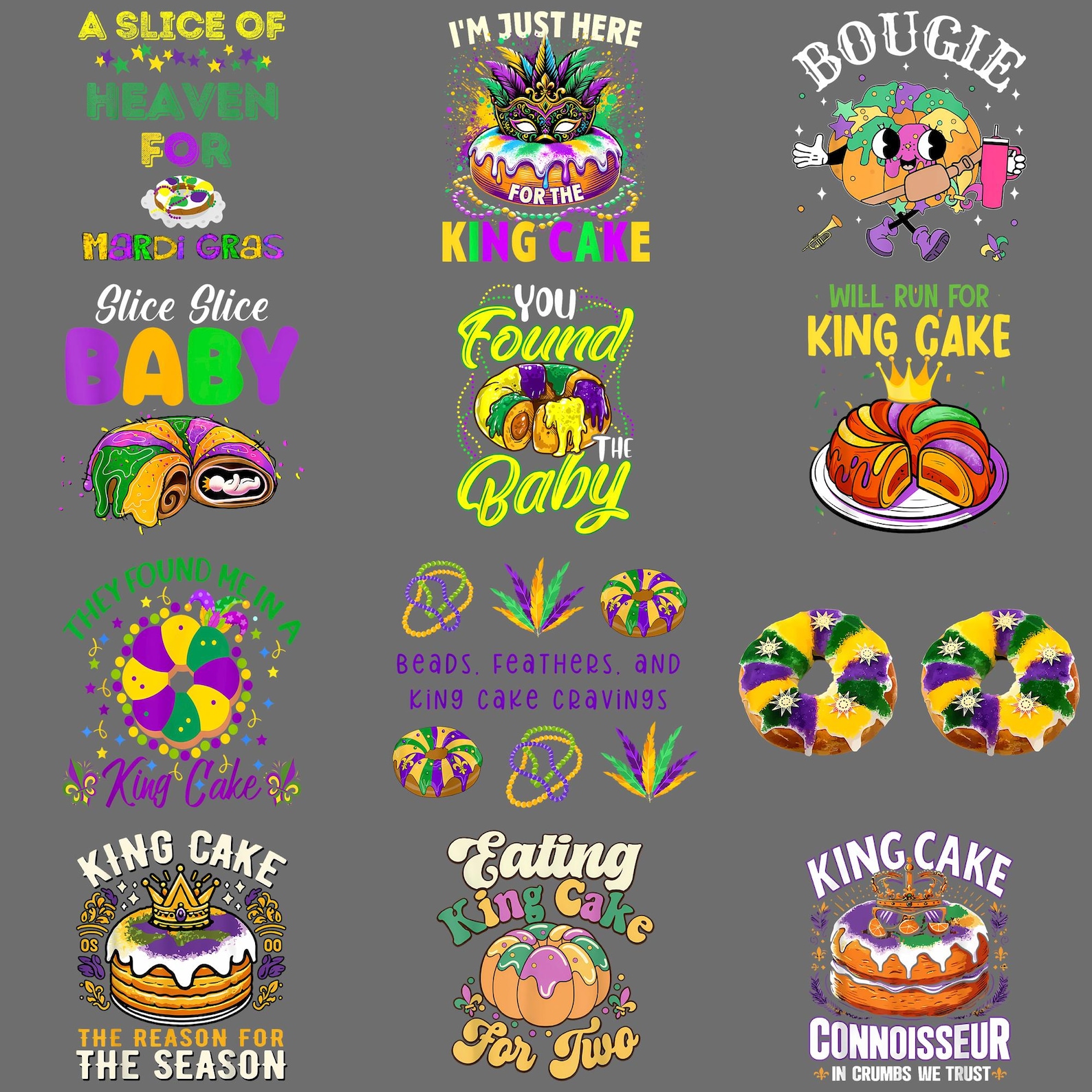 Funny King Cake Mardi Gras Quote Humor PNG – King Cake Humor Clipart ...