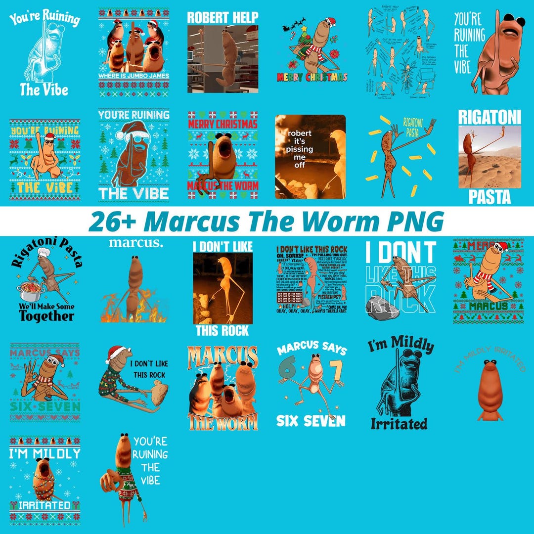 Marcus the Worm PNG Bundle, Marcus the Worm PNG, Marcus Meme, Brain Rot ...