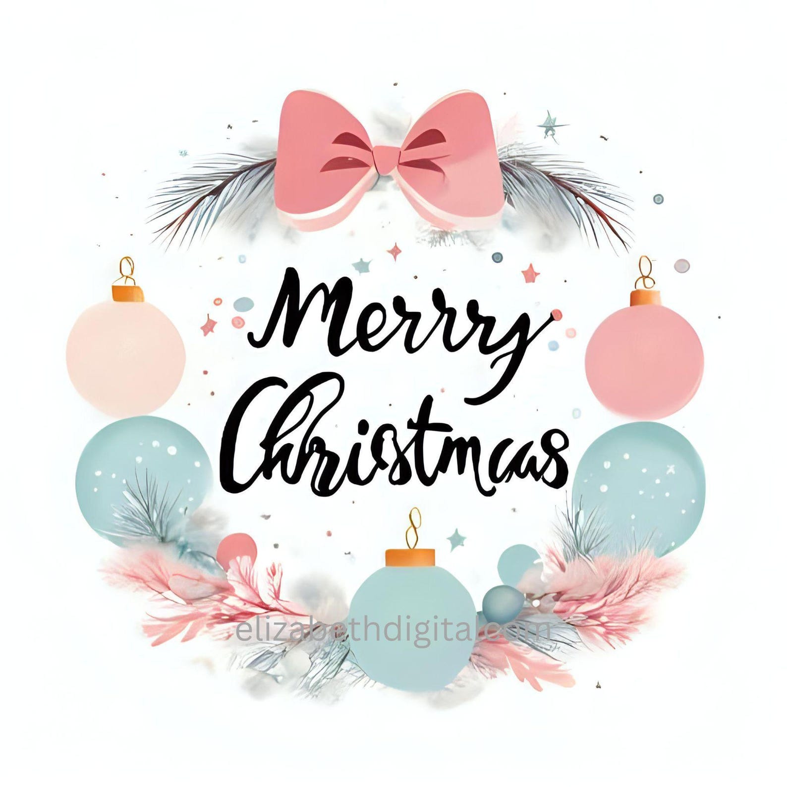 Pastel Christmas Wreath Clipart | Holiday PNG (digital Download) - Etsy