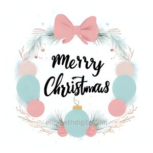Pastel Christmas Wreath Clipart | Holiday PNG (digital Download) - Etsy