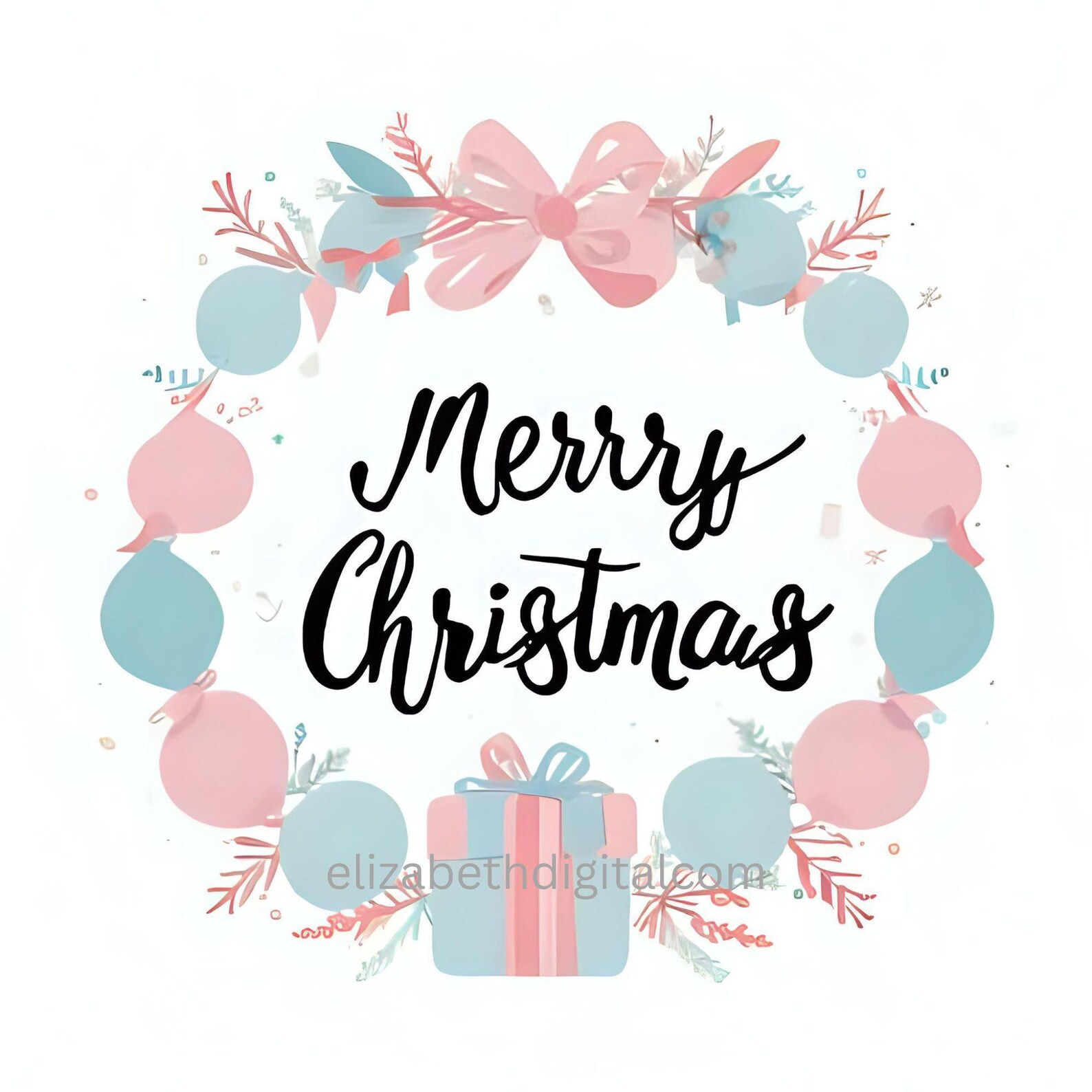 Pastel Christmas Wreath Clipart | Holiday PNG (digital Download) - Etsy