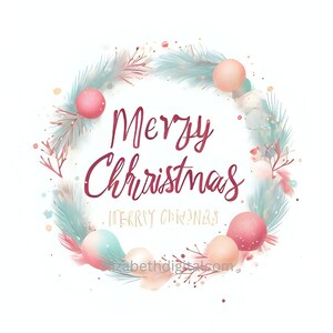 Pastel Christmas Wreath Clipart | Holiday PNG (digital Download) - Etsy
