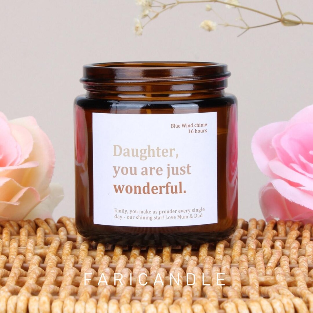 Personalised Daughter Candle Gift: Apothecary Jar, Soy Wax, Charming ...