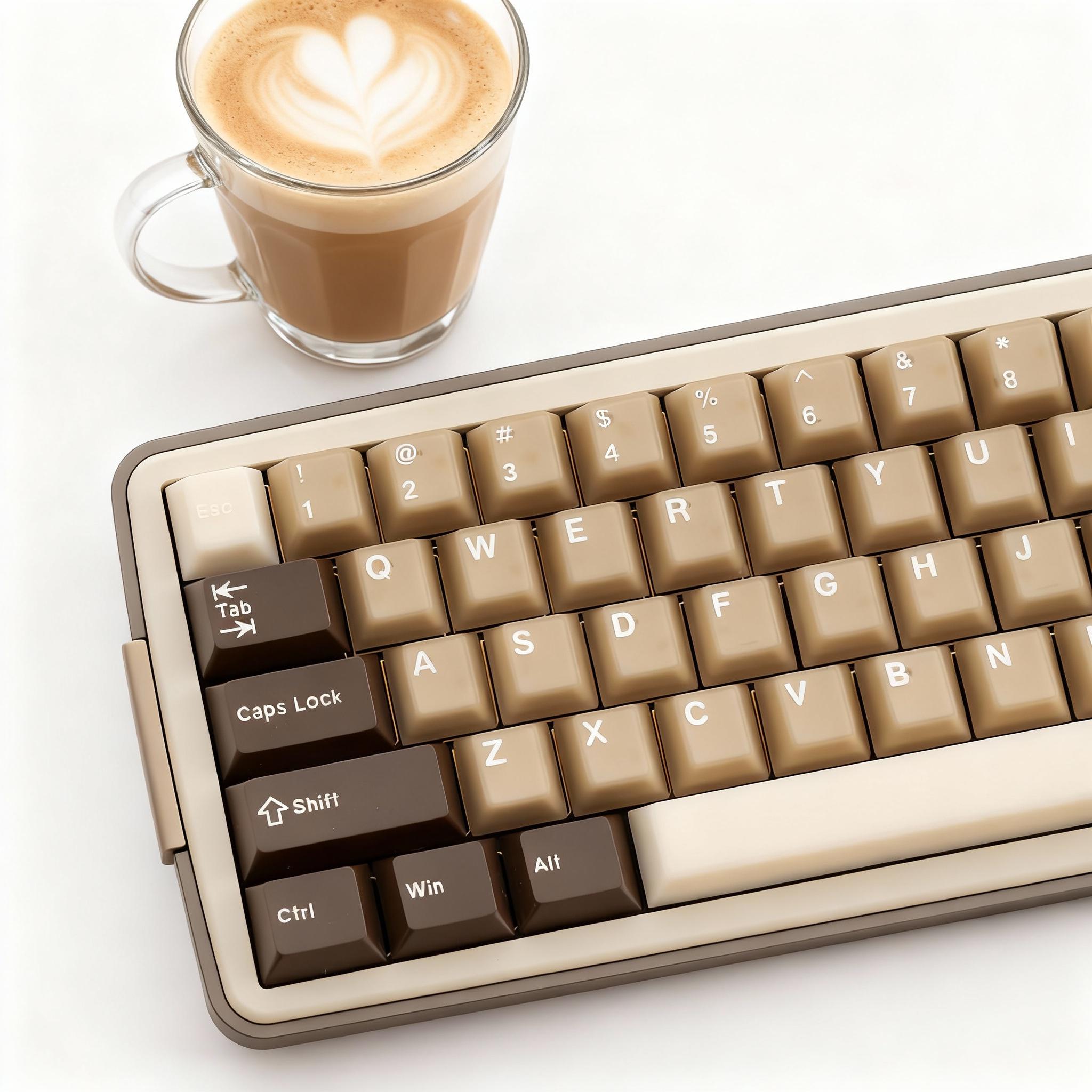 Coconut Latte Coffee Theme PBT Keycaps | 164-key Full Set, Cherry ...