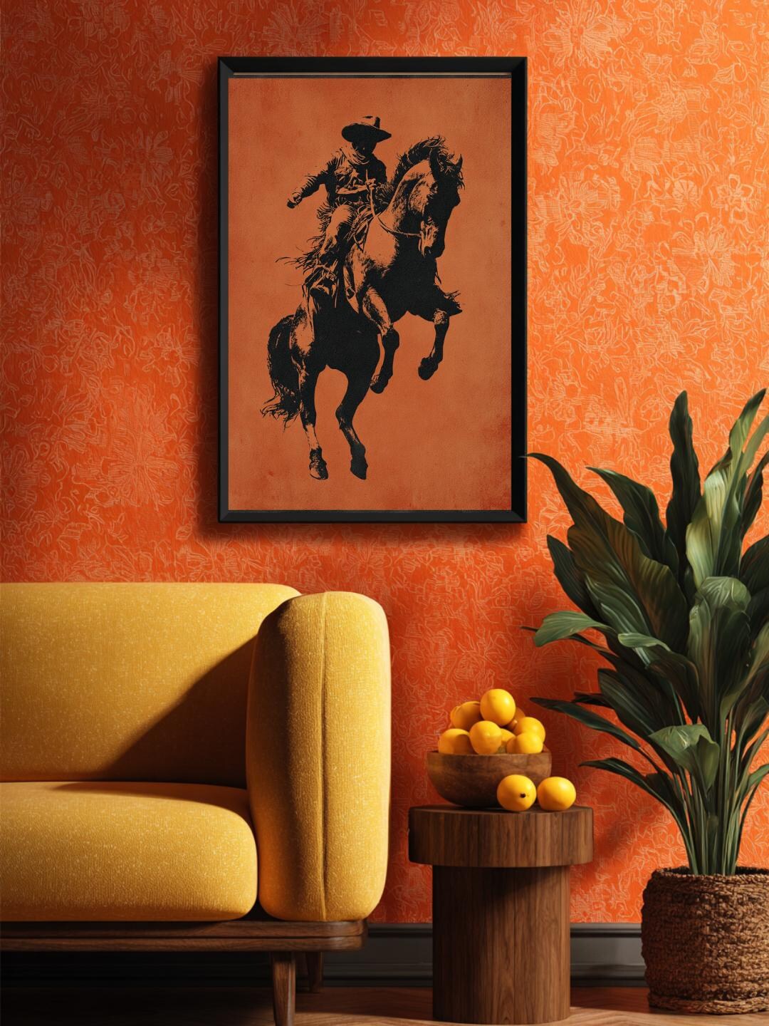 Western Cowboy on Horse Matte Vertical Poster | Rodeo Country Wall Art ...