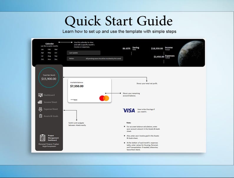 Income & Expense Tracker Advanced Excel Sheet | Personal Finance and ...