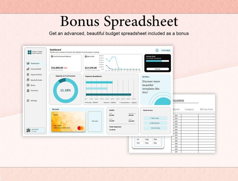 Advanced Expense Tracking Spreadsheet | Custom Category Budget ...
