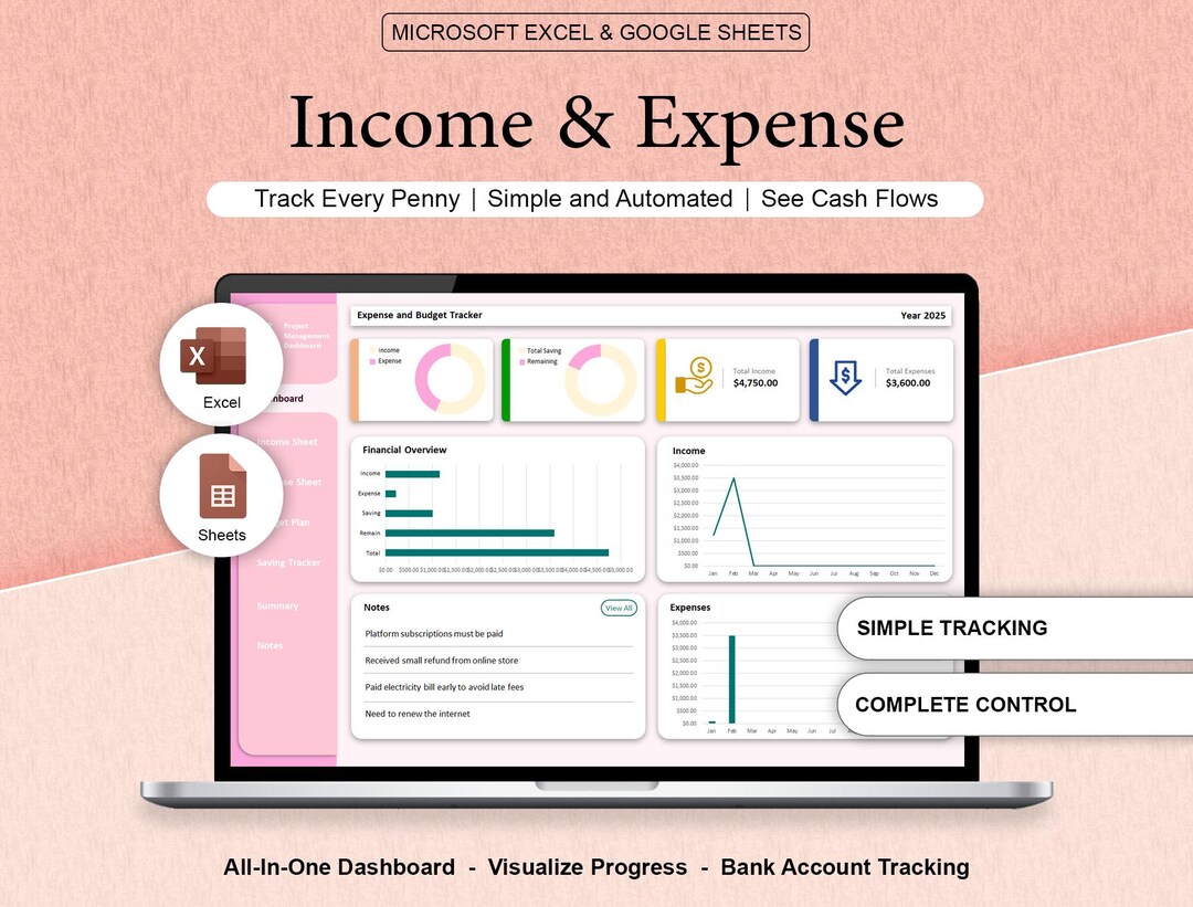 Advanced Expense Tracking Spreadsheet | Custom Category Budget ...