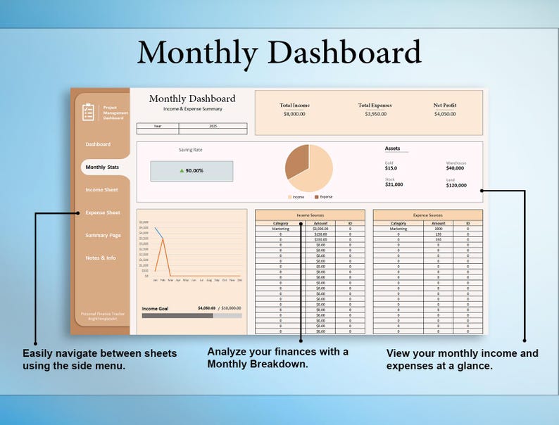 Income & Expense Tracker Excel Template | Budget Planner | Personal ...