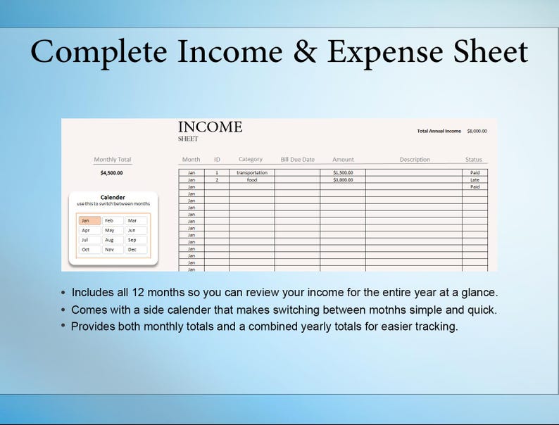 Income & Expense Tracker Excel Template | Budget Planner | Personal ...