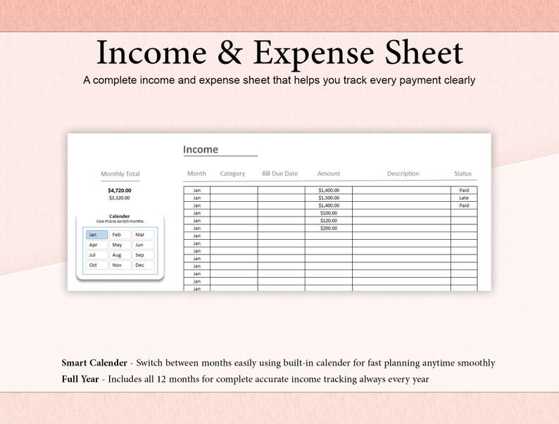 Advanced Expense Tracking Spreadsheet | Custom Category Budget ...
