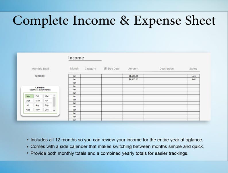 Income & Expense Tracker Excel Template Smart Monthly Budget Planner ...