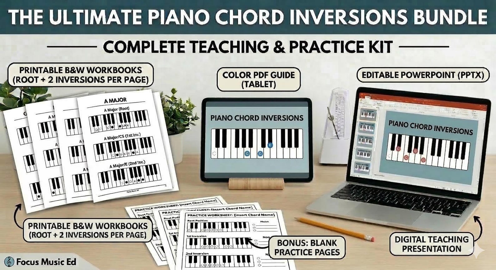 BUNDLE: Ultimate Piano Chord Inversions Kit | Worksheets, Digital Guide ...