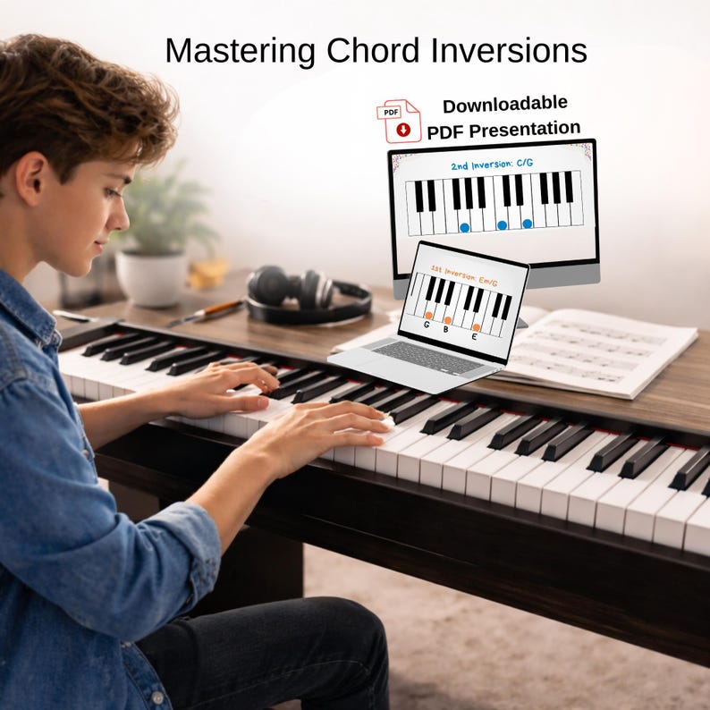 Piano Chord Inversions PDF Slides | Visual Theory Guide. - Etsy