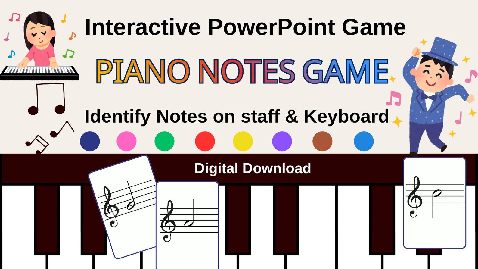 Interactive Piano Notes Game: Treble Clef Music Tool (digital Download ...