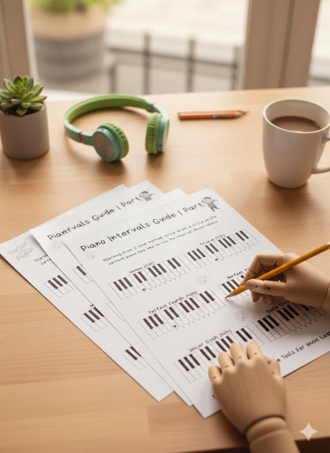 Piano Intervals Visual Guide & Worksheets | Music Theory Keyboard Map ...