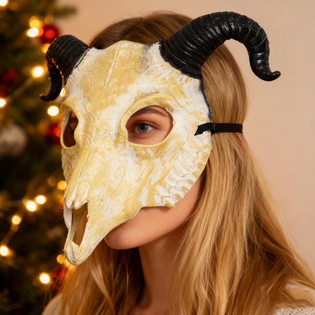 Goat Mask Carnival PU Animal Masquerade Mask | Handmade Cosplay Prop ...