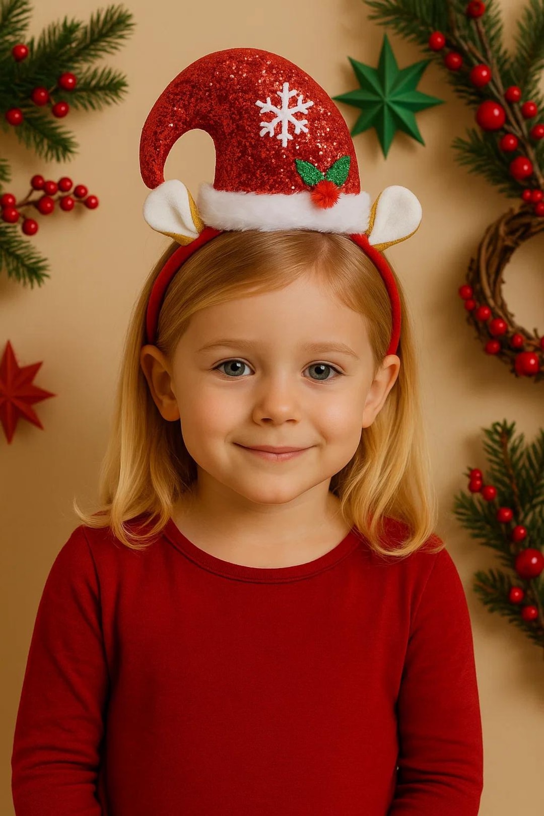 Christmas Headband Santa Hat Hair Accessory – Handmade Holiday Party ...
