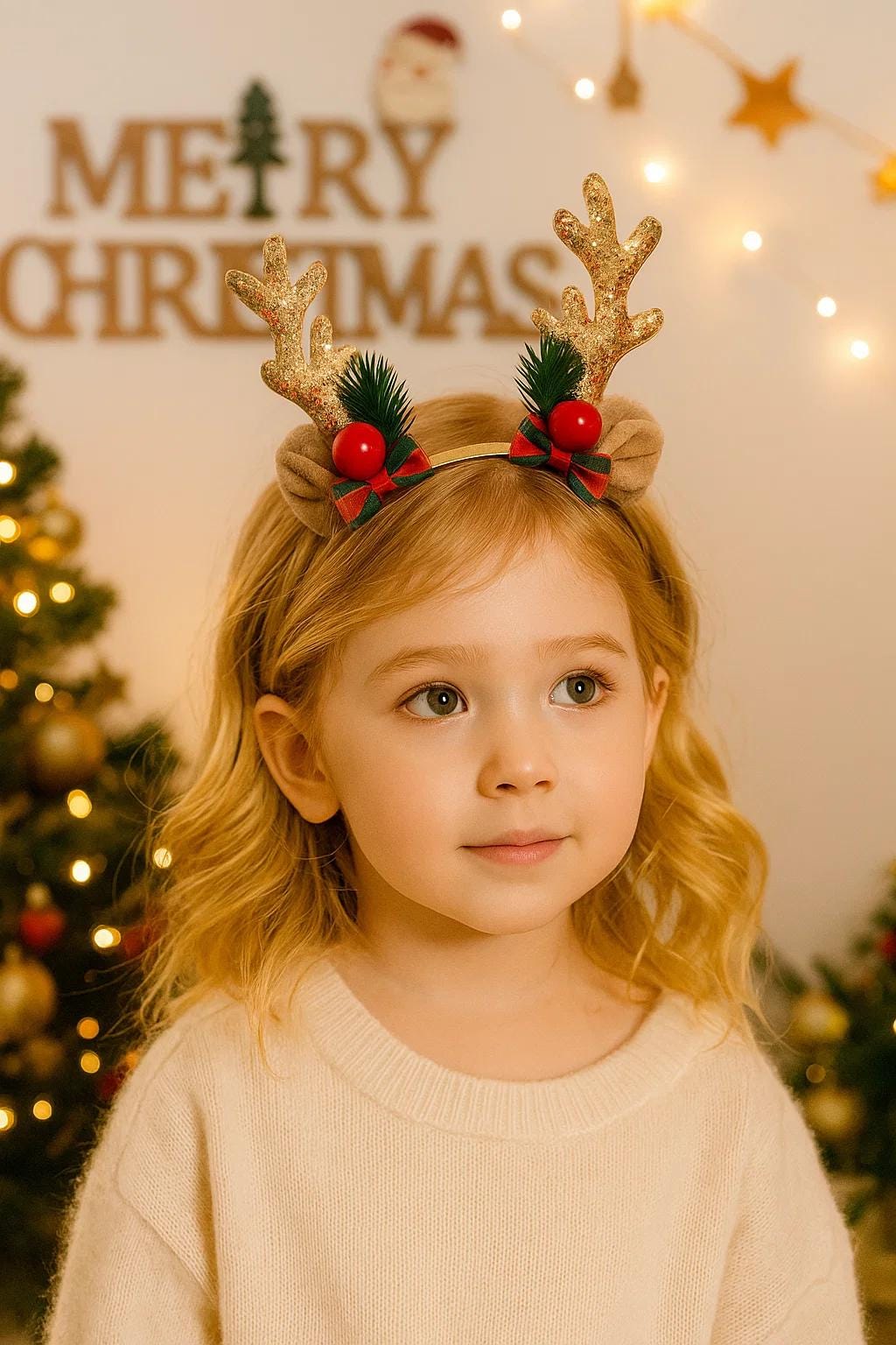 Christmas Reindeer Antler Headband–handmade Holiday Hair Clips for ...