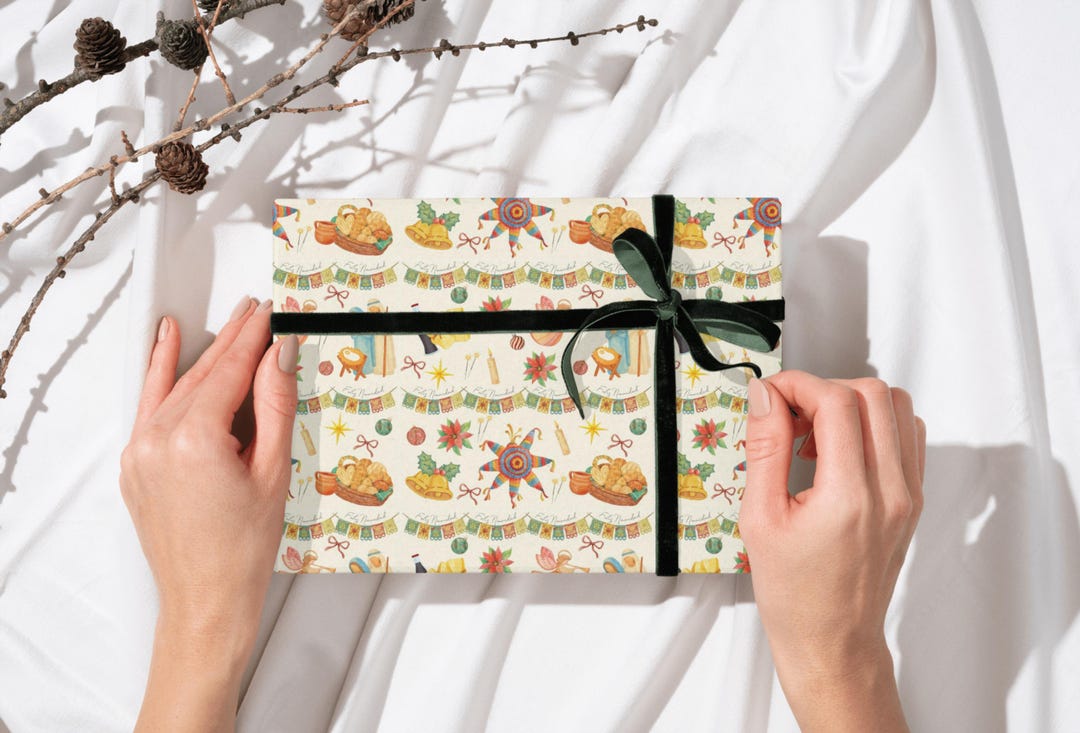 Mexican Christmas Wrapping Paper, Posada, Tamales, Piñata - Etsy