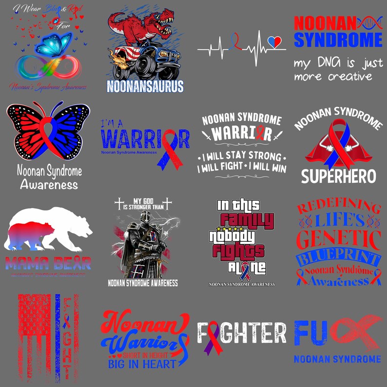 I Wear Blue and Red for Noonan's Syndrome Awareness PNG - Etsy