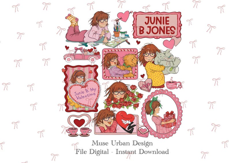 Junie B Jones Inspired Valentine Png, Cute Book Character Stickers ...