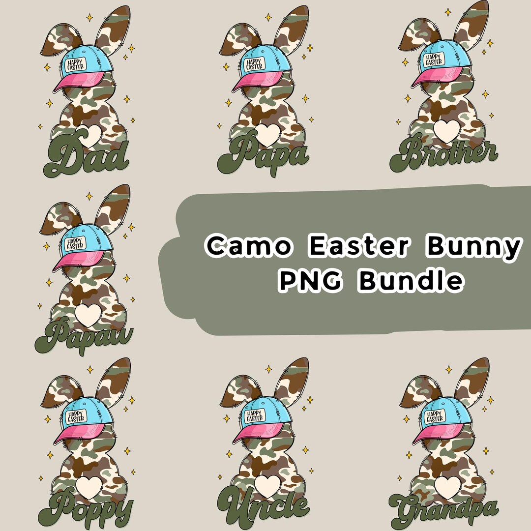 7+ Camo Easter Bunny PNG Bundle – Dad Papa Grandpa Bunny Clipart ...