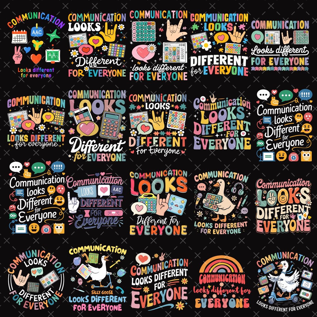 Communication Looks Different Png Bundle, Aac ASL Inclusivity PNG ...