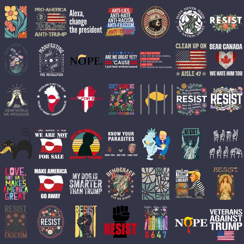 Political Protest PNG Bundle | Resist Anti Fascism Graphics | No Human ...