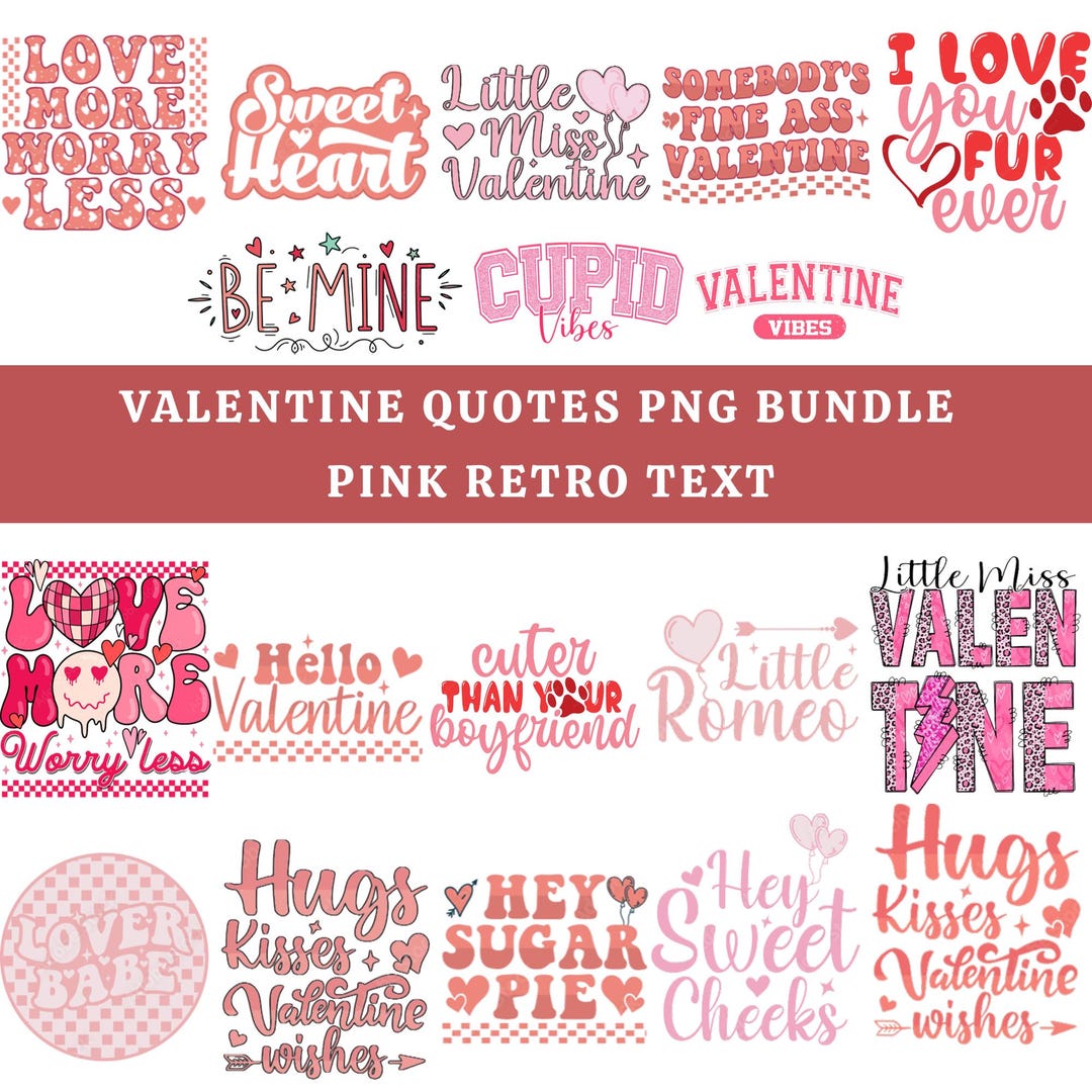 10+ Pink Valentine Text PNG Bundle - Etsy