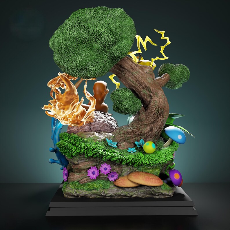 Diorama Pokémon – Pikachu, Bulbasaur, Charizard y Squirtle / Diorama ...