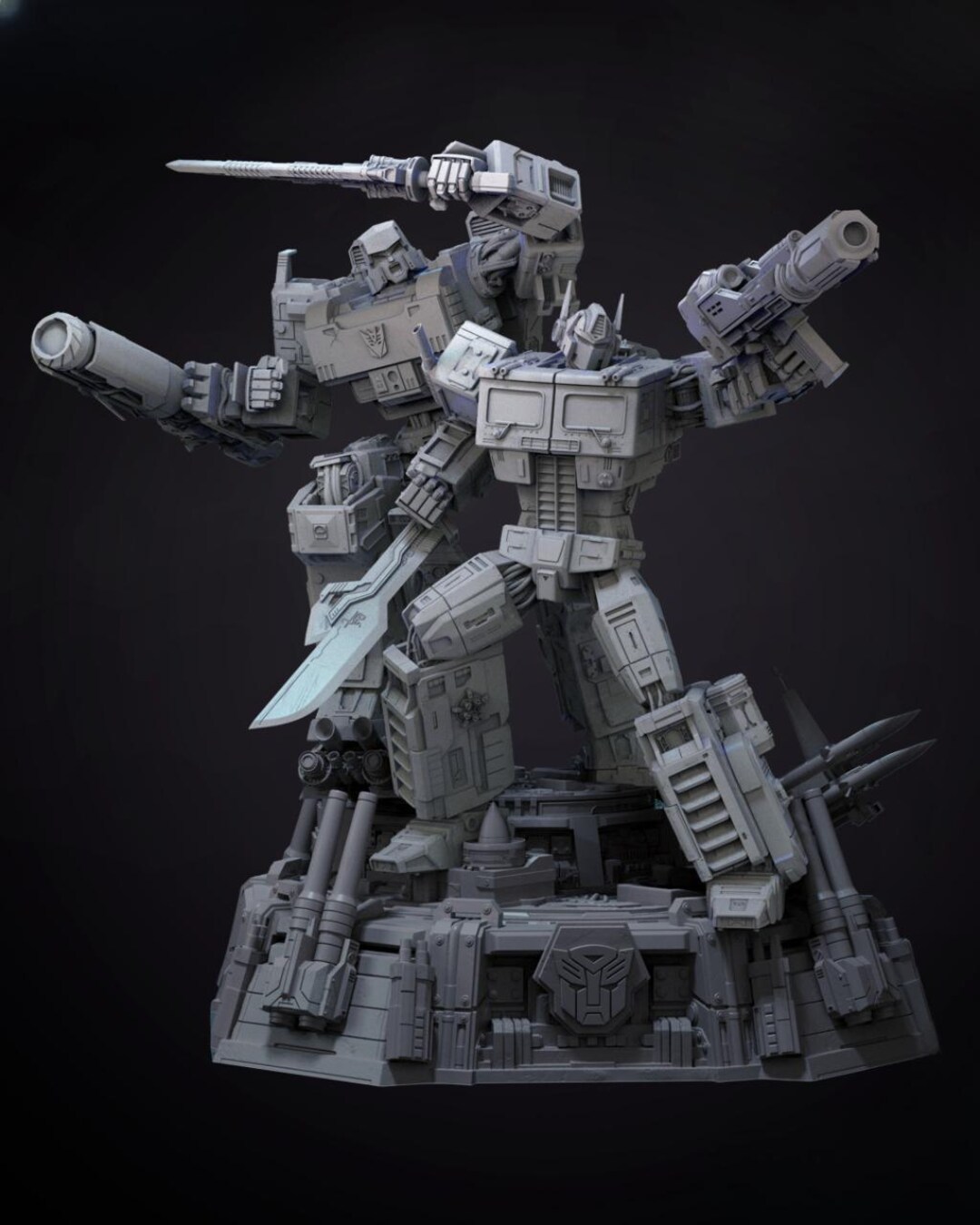 Optimus Prime Vs Megatron Diorama STL – Cybertron Battle Scene (digital ...