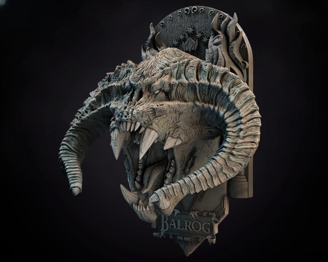 Balrog (barlog) – Bust | Flame Demon STL Bust | Fantasy 3D Print Model ...