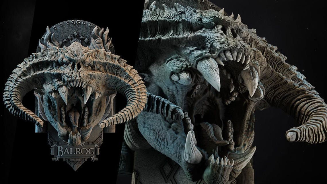 Balrog (barlog) – Bust | Flame Demon STL Bust | Fantasy 3D Print Model ...