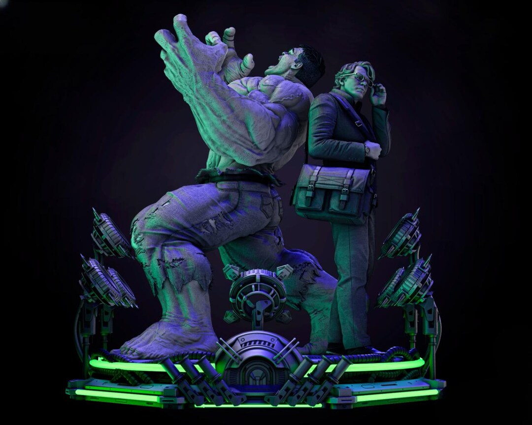 Hulk & Bruce Banner – Diorama Base | Dual Identity STL Scene ...