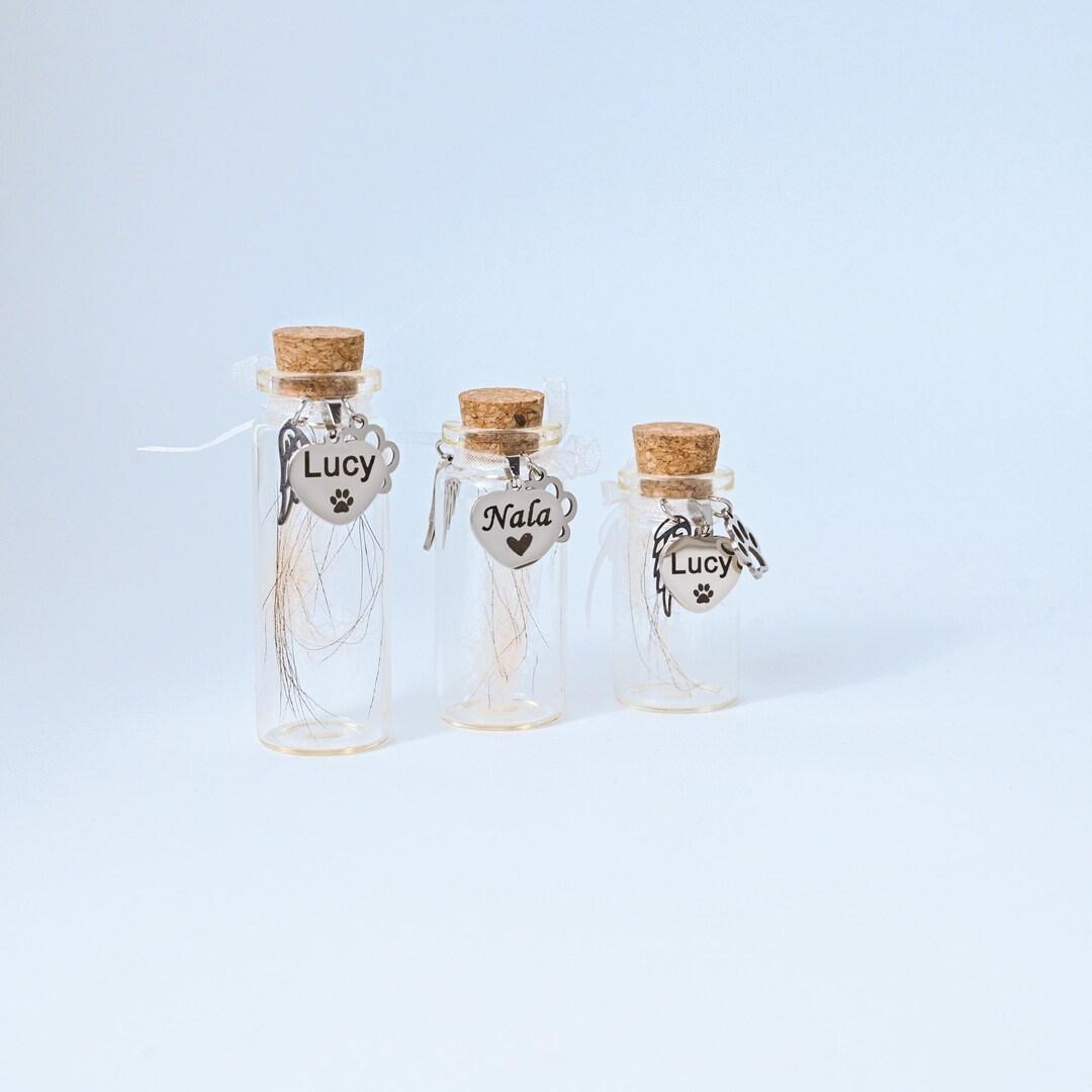 Custom Pet Fur Keepsake Jar With Portrait, Pet Hair Memorial Jar ...