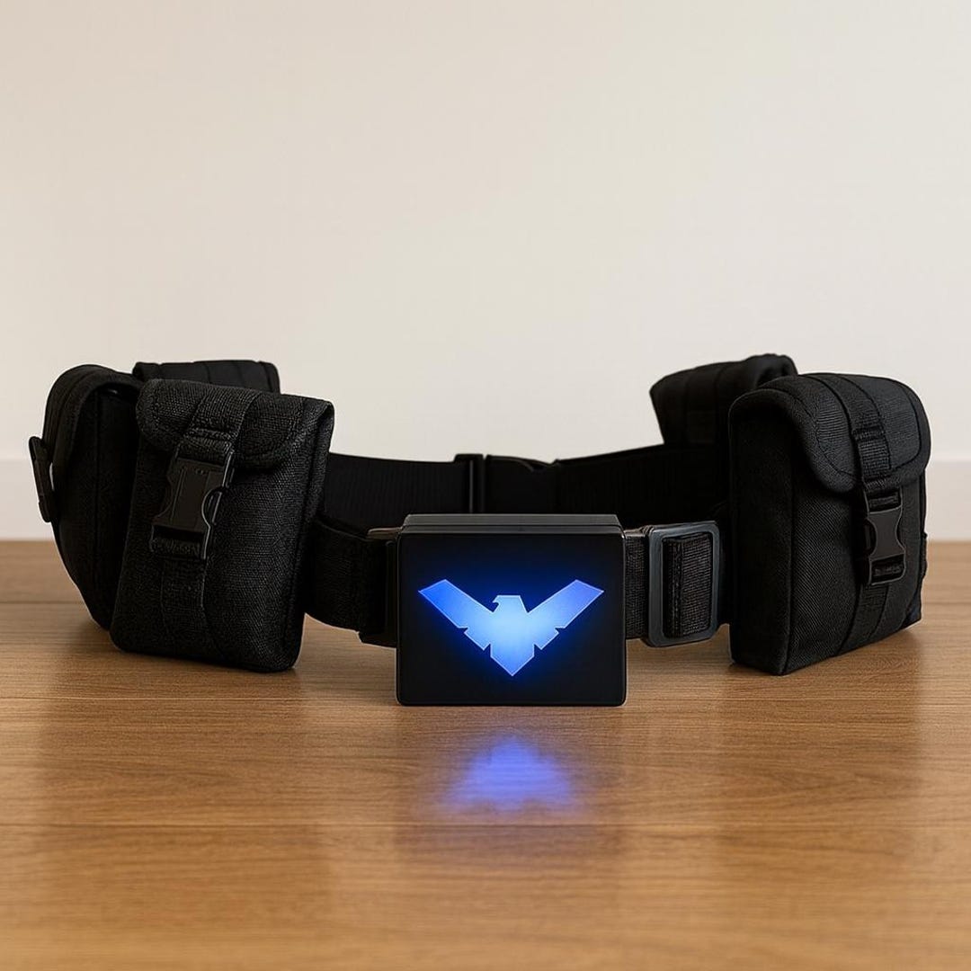 Nightwing Cosplay Belt | Rechargeable LED Emblem, 6 Pouches - Etsy
