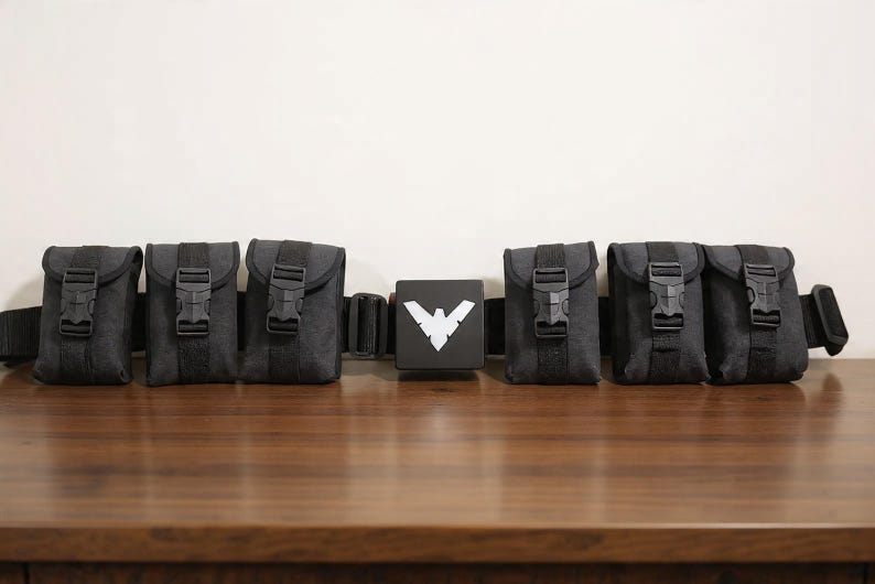 Nightwing Cosplay Belt | Rechargeable LED Emblem, 6 Pouches - Etsy