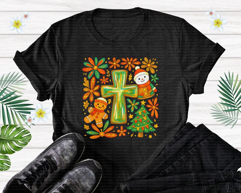 Gingerbread Cross Christmas Tree PNG | Christian Holiday Art (digital ...