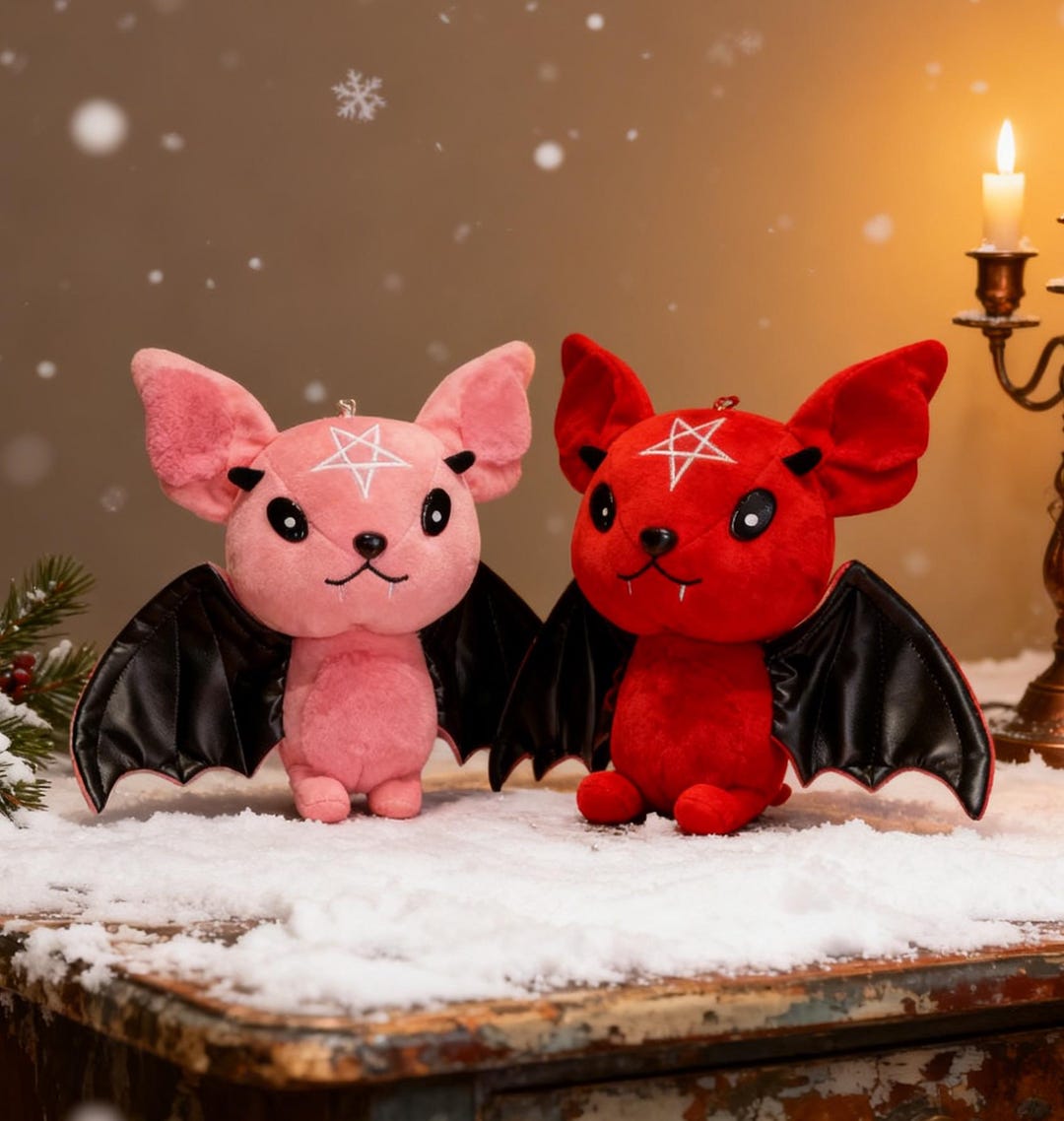 Gothic Bat Plush Toy – Dark Aesthetic Stuffed Animal, Cute Bat Plushie ...