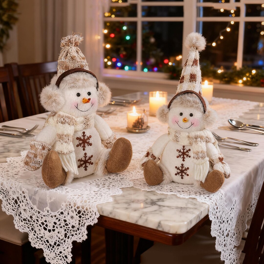 Christmas Short-leg Snowman Plush Decor – Warm Brown Knitted Holiday ...