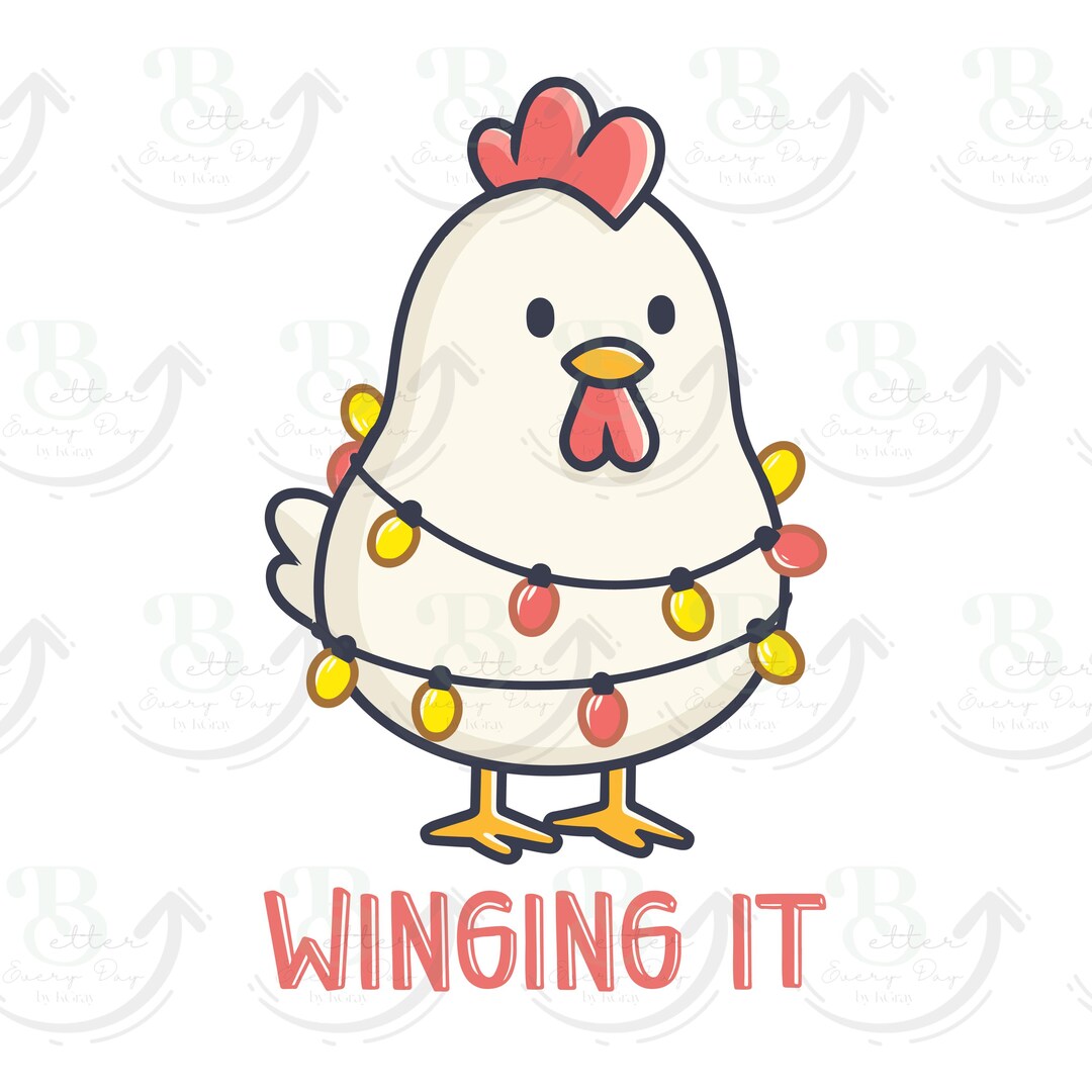 Christmas: Winging It Chicken Tangled in Christmas Lights PNG - Etsy