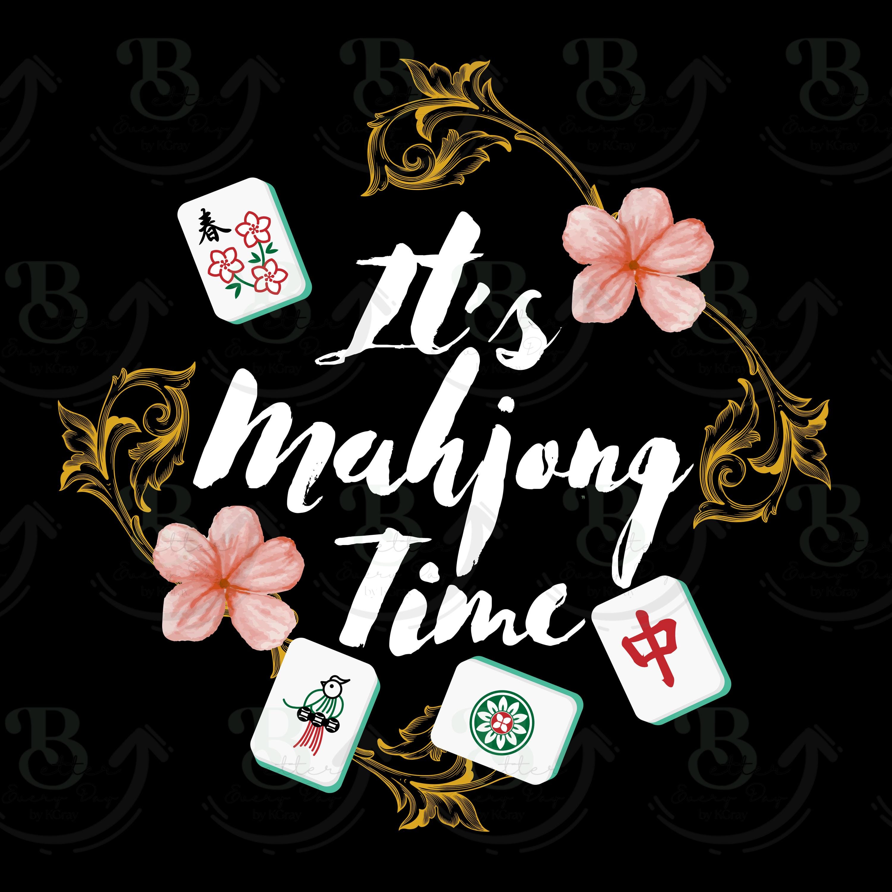 Mahjong: It's Mahjong Time! (black & White Font) PNG - Etsy
