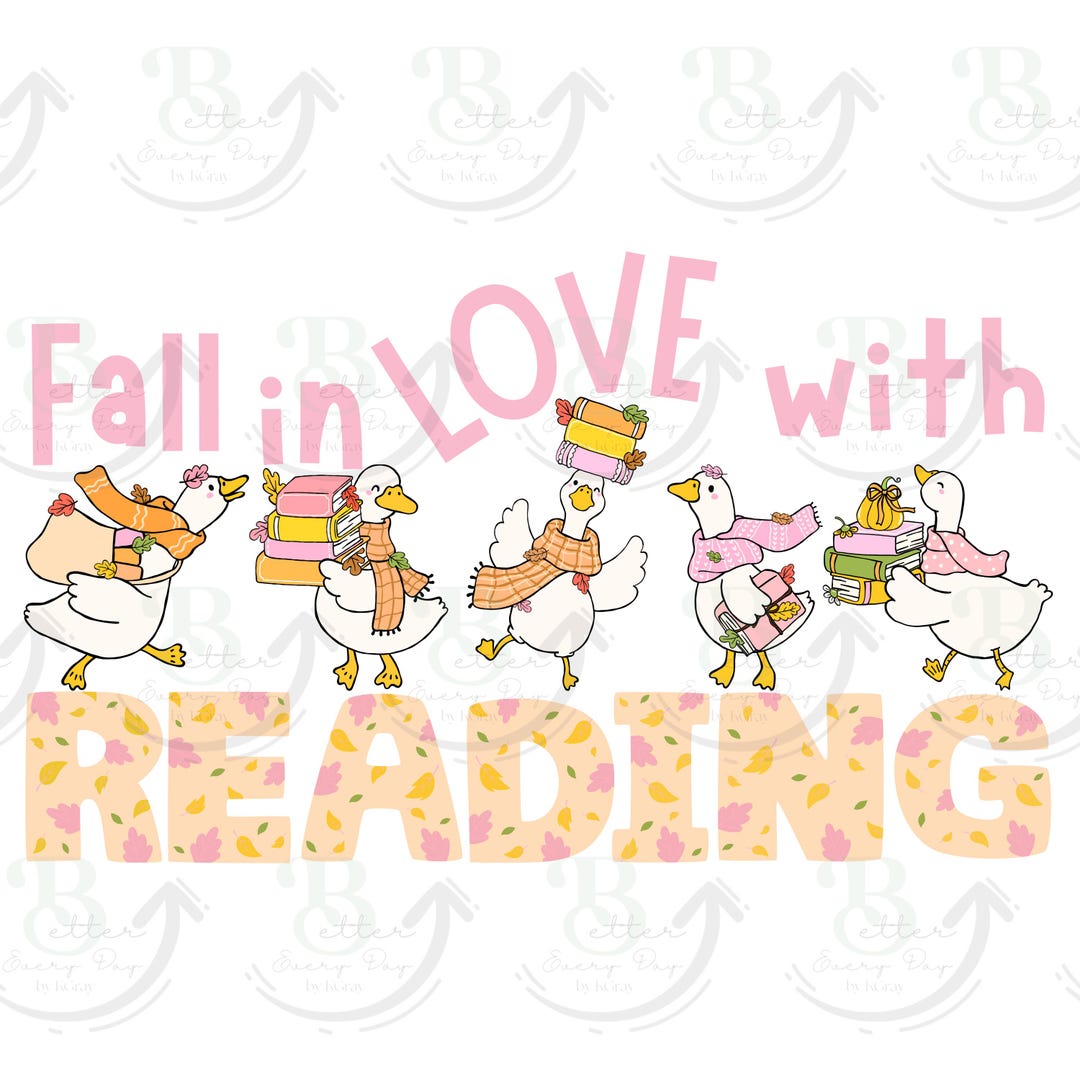 Reading: Fall in Love With Reading PNG - Etsy
